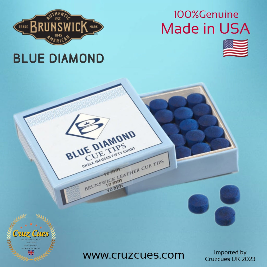 Blue diamond Snooker Tip (11/10mm, 10 tips/unit) – Cruz Cues